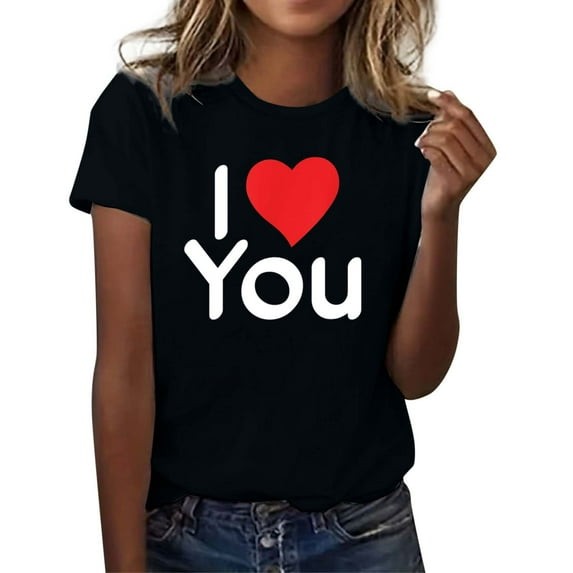 CAIXIA Women T Shirts Graphic Valentines Day Casual Short Sleeve Women ...