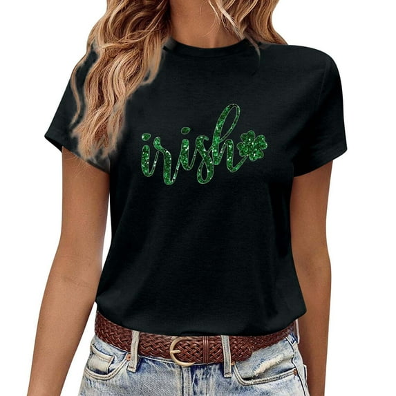 CAIXIA Women T Shirts Saint Pattys Day Holiday Short Sleeve Clover ...