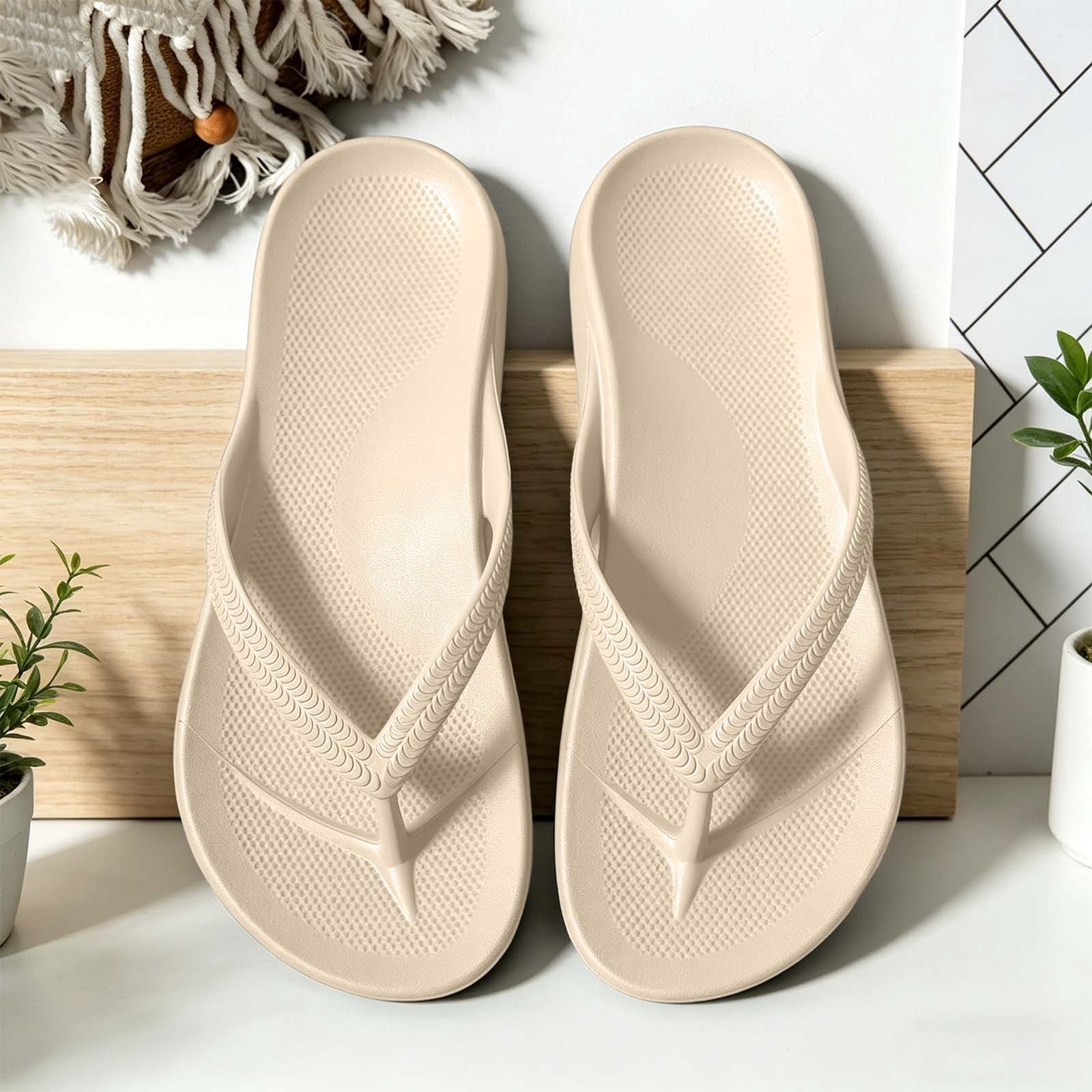 CAIXIA Women's Arch Support Flip Flops, Orthotic Thong Sandals for ...