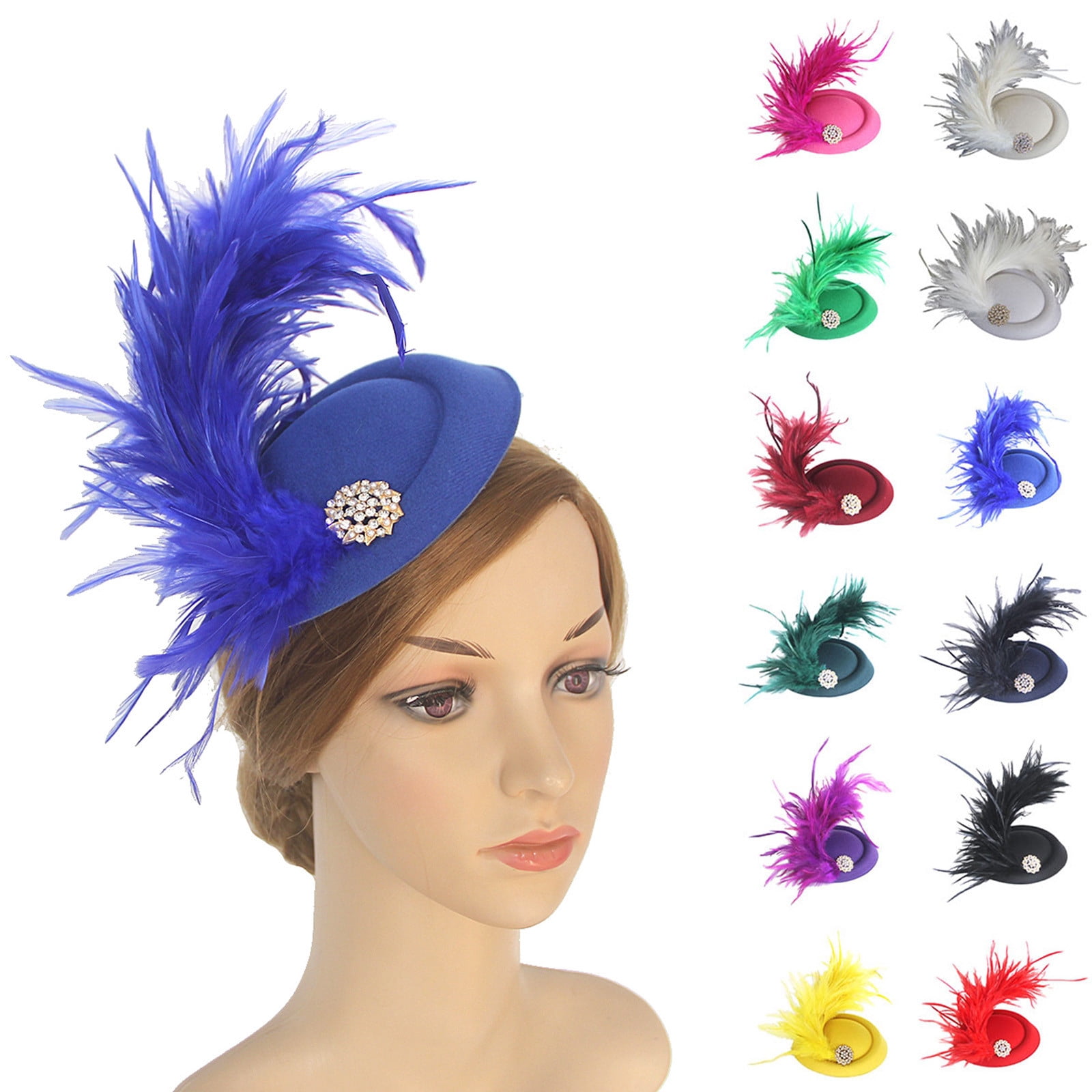 CAIXIA Women's Fascinator Hats Tea Party for Women, Elegant Feather ...