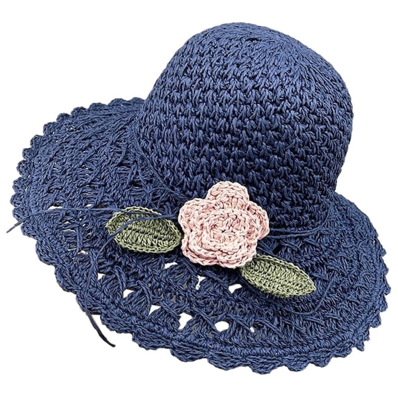 CAIXIA Women's Raffia Straw Hat Summer Beach Bucket Hat Handmade ...
