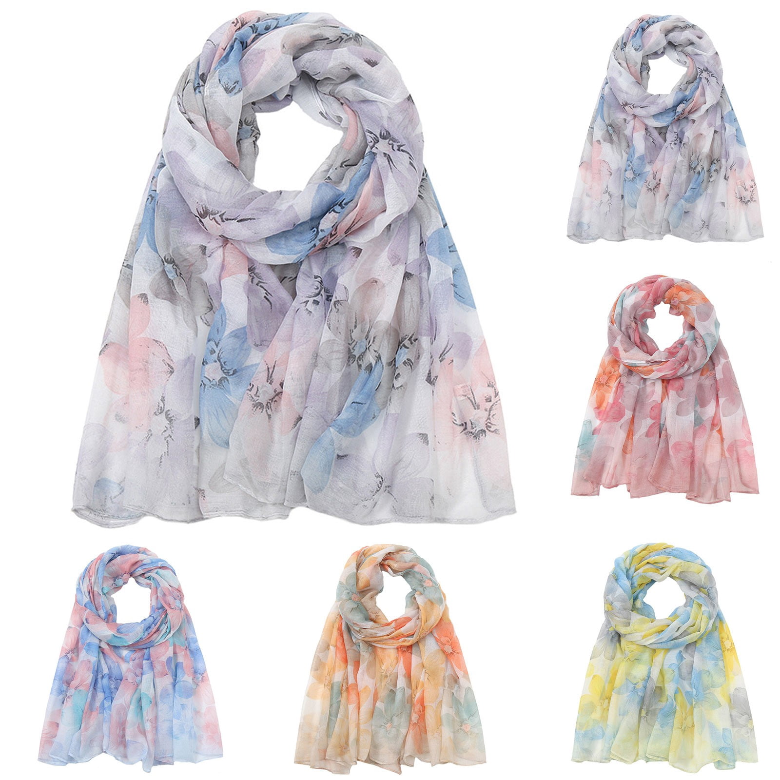 CAIXIA Womens Fashion Print Chiffon Square Head Scarf Lightweight Neck ...