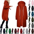 CAIXIA Womens Long Zip Up Hoodie Jacket Casual Open Front Tunic ...