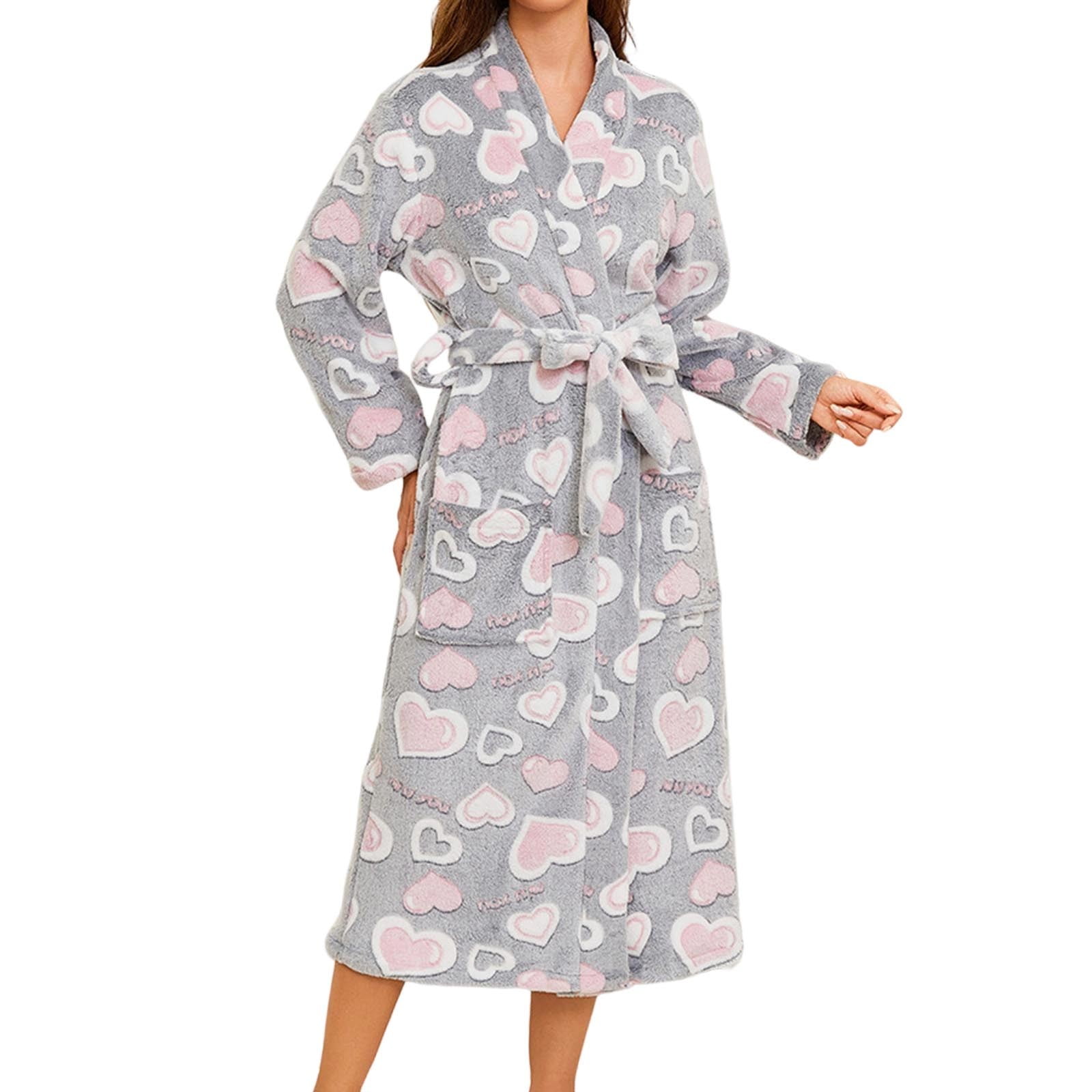 CAIXIA Womens' Robes Women's Robe Long Sleeve Soft Bathrobe Cozy ...