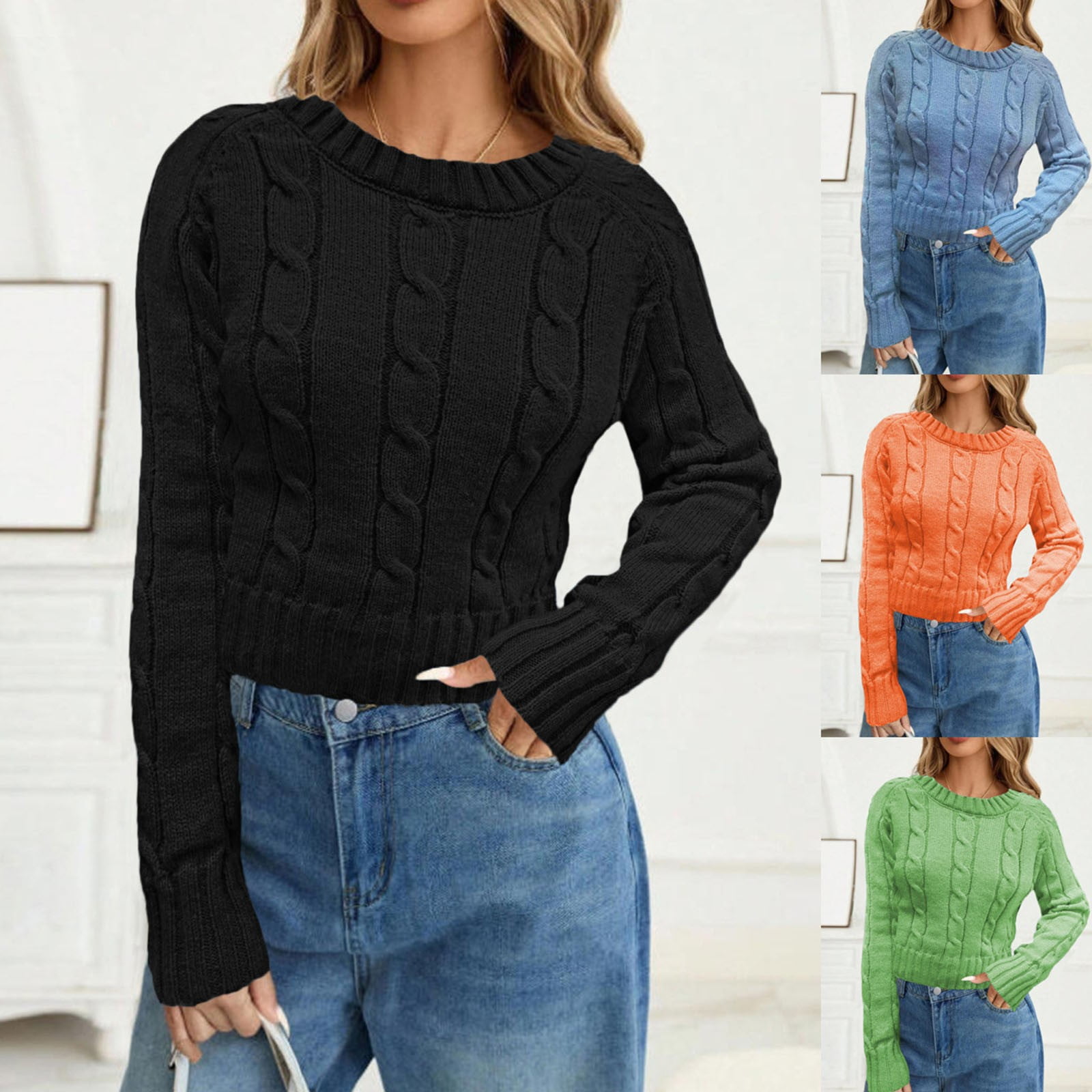 CAIXIA Womens Sweaters Pullovers Knit Pullover Sweater Fall Winter ...