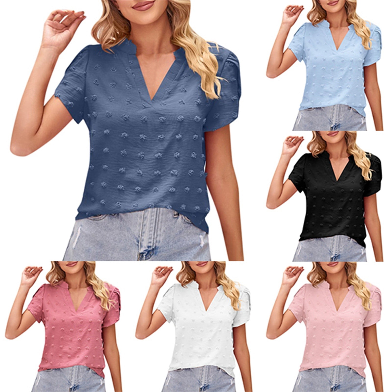 CAIXIA Womens T Shirts Cotton Plain Short Sleeve Shirts Athletic Tops ...