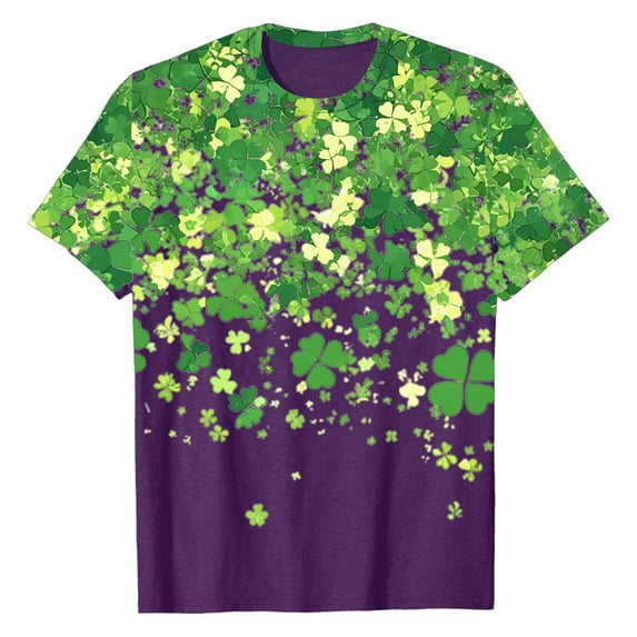 CAIXIA Womens T Shirts Cotton Saint Patricks Day Short Sleeve Four Leaf ...