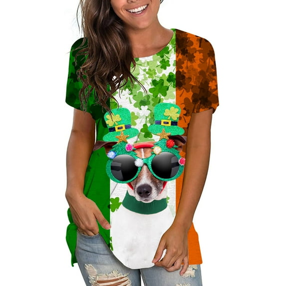CAIXIA Womens T Shirts Loose Fit St Patricks Day Short Sleeve Shirts ...