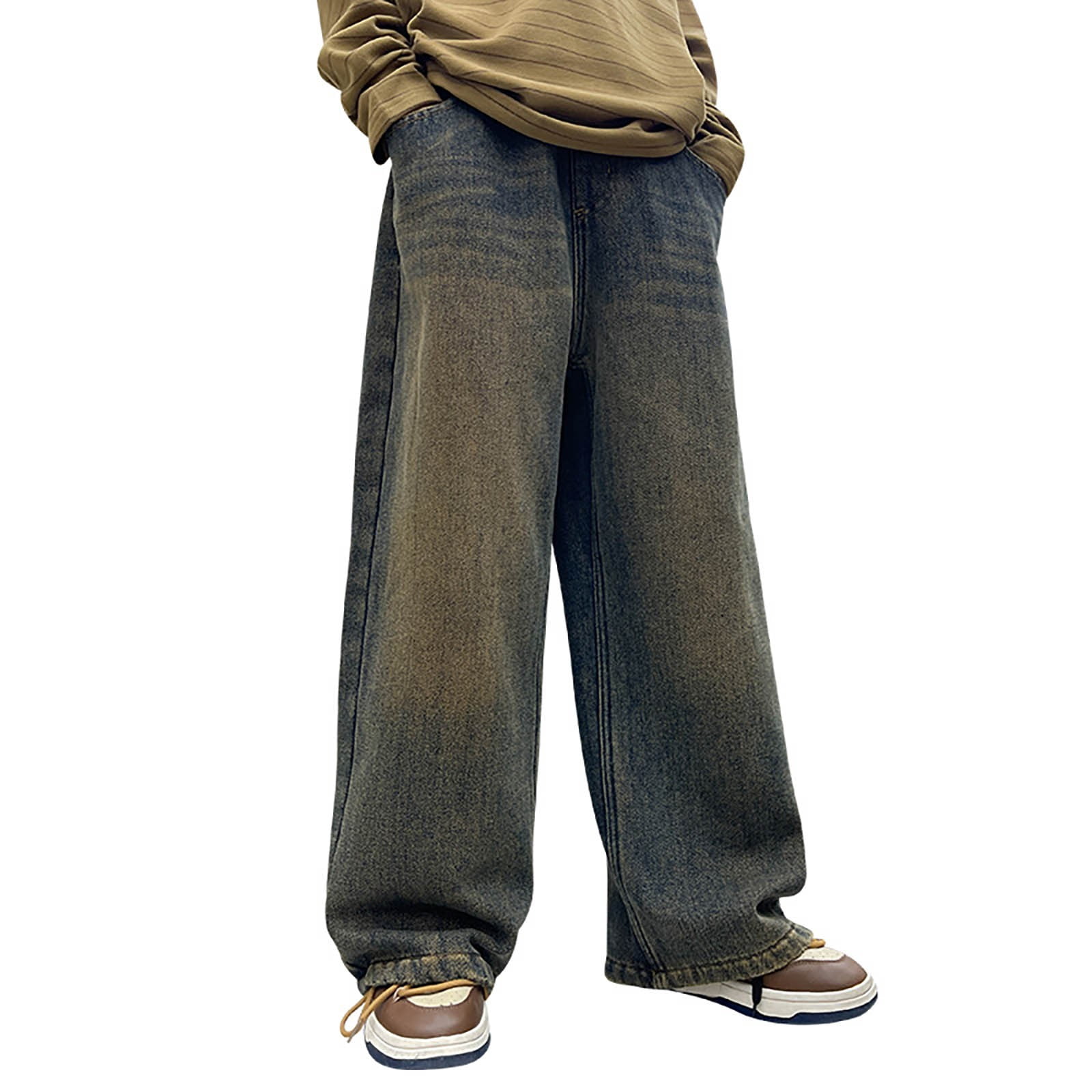 CAIXIA Y2K Jeans Boys 10-12,Boys Cargo Trousers Fully Elastic Waist ...