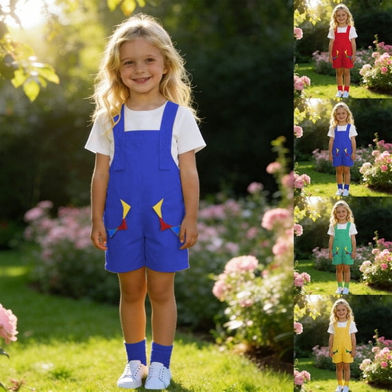 CAIXIA Youth Shortalls Girls Boys Back to School Classic Sleeveless ...