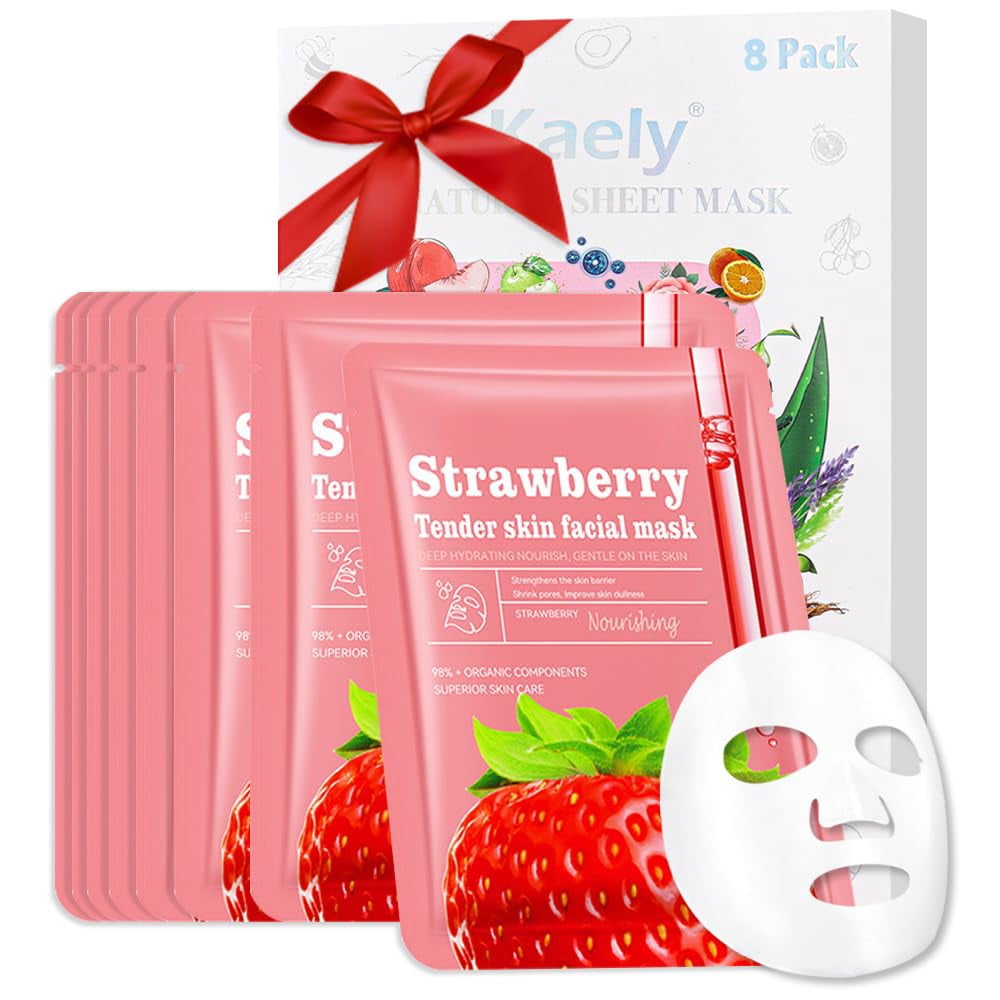 CAKAILA 8 Pack Strawberry SSF20 Face Mask,Pink Face Day kit Supplies ...