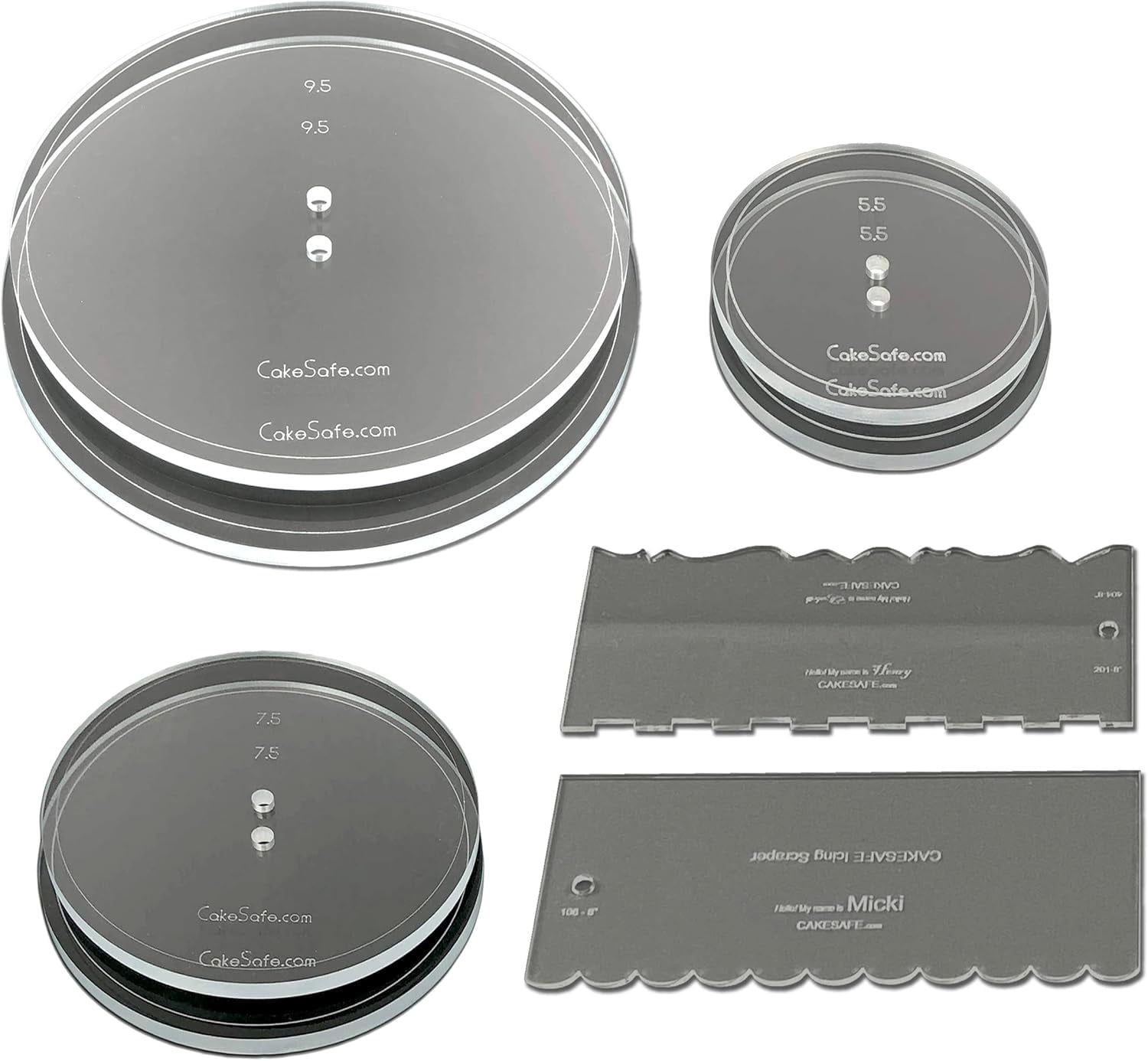 CAKESAFE Bare Necessities Cake Decorating Acrylic Disk Kit – 3 Sets ...