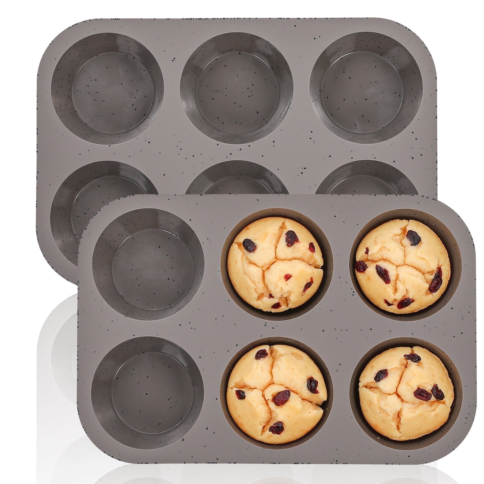 CAKETIME 2 Pack Jumbo Muffin Pan, 3.5 Inch Large Muffin Pan 6 Cup ...