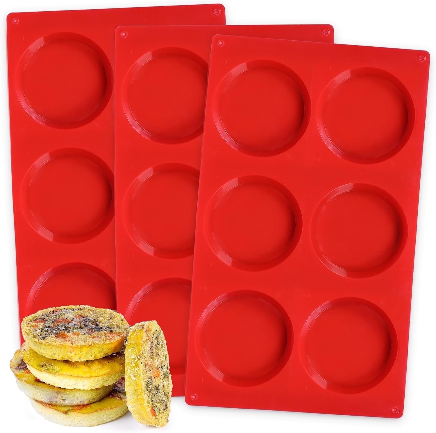 CAKETIME, Silicone Egg Sandwich Molds, 3pk, 3 Inch Muffin Top Pan ...