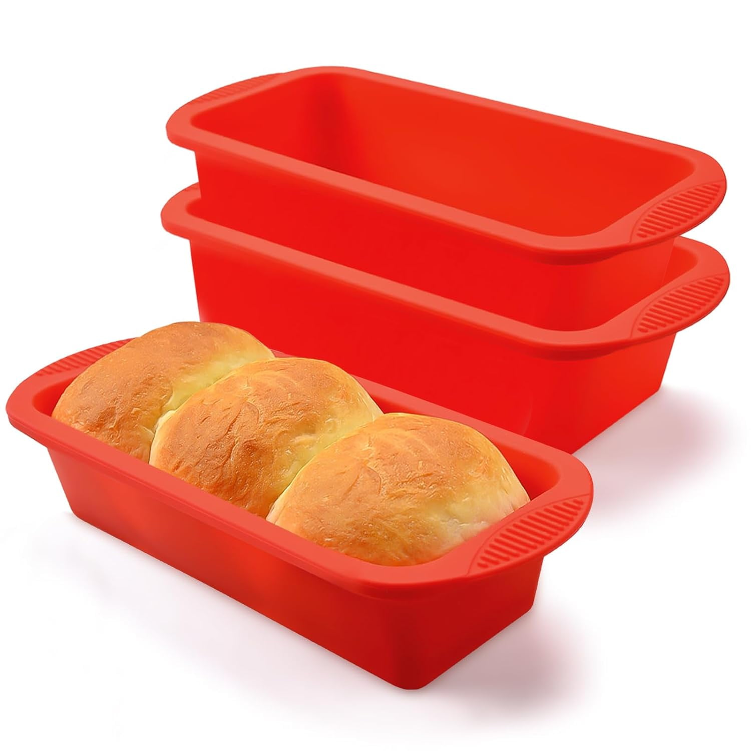 CAKETIME Silicone Bread Loaf Pan Set of 3 Nonstick 9 x 39 x 23 inch ...