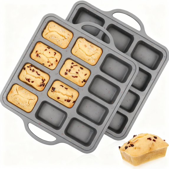 CAKETIME Silicone Mini Loaf Pan with Metal Frame, Silicone Mini Bread ...