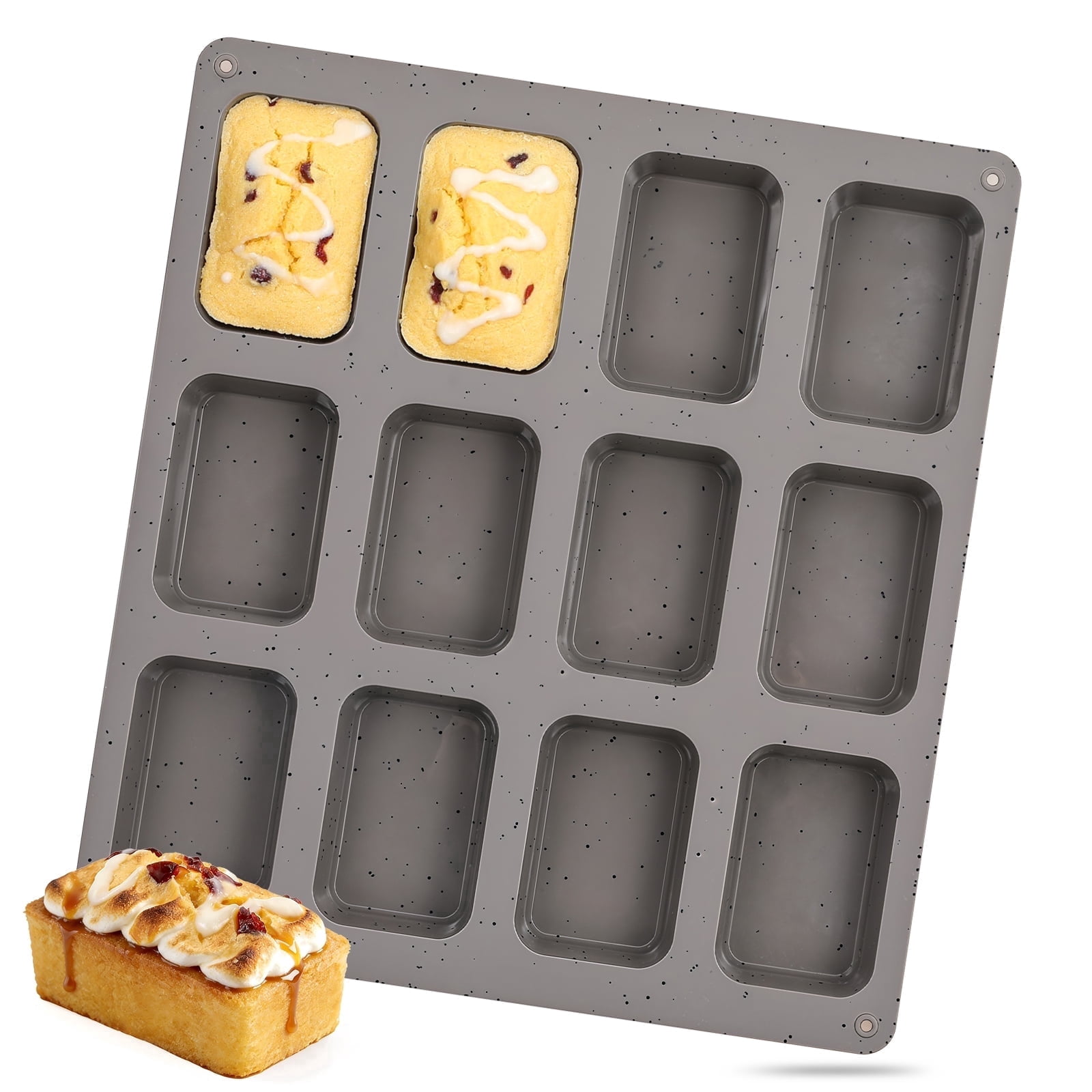 CAKETIME Silicone Mini Loaf pan,Mini Bread Loaf Pans 12 Cups for Baking ...