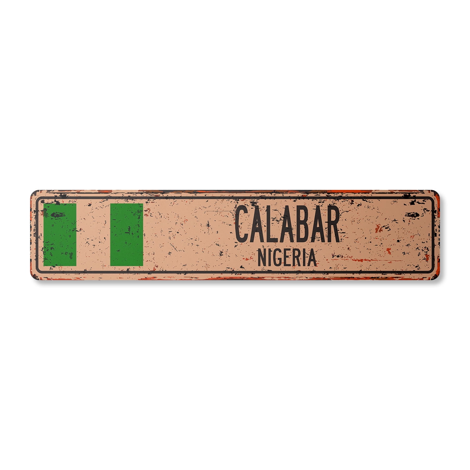 CALABAR NIGERIA Vintage Plastic Street Sign Nigerian flag city country ...