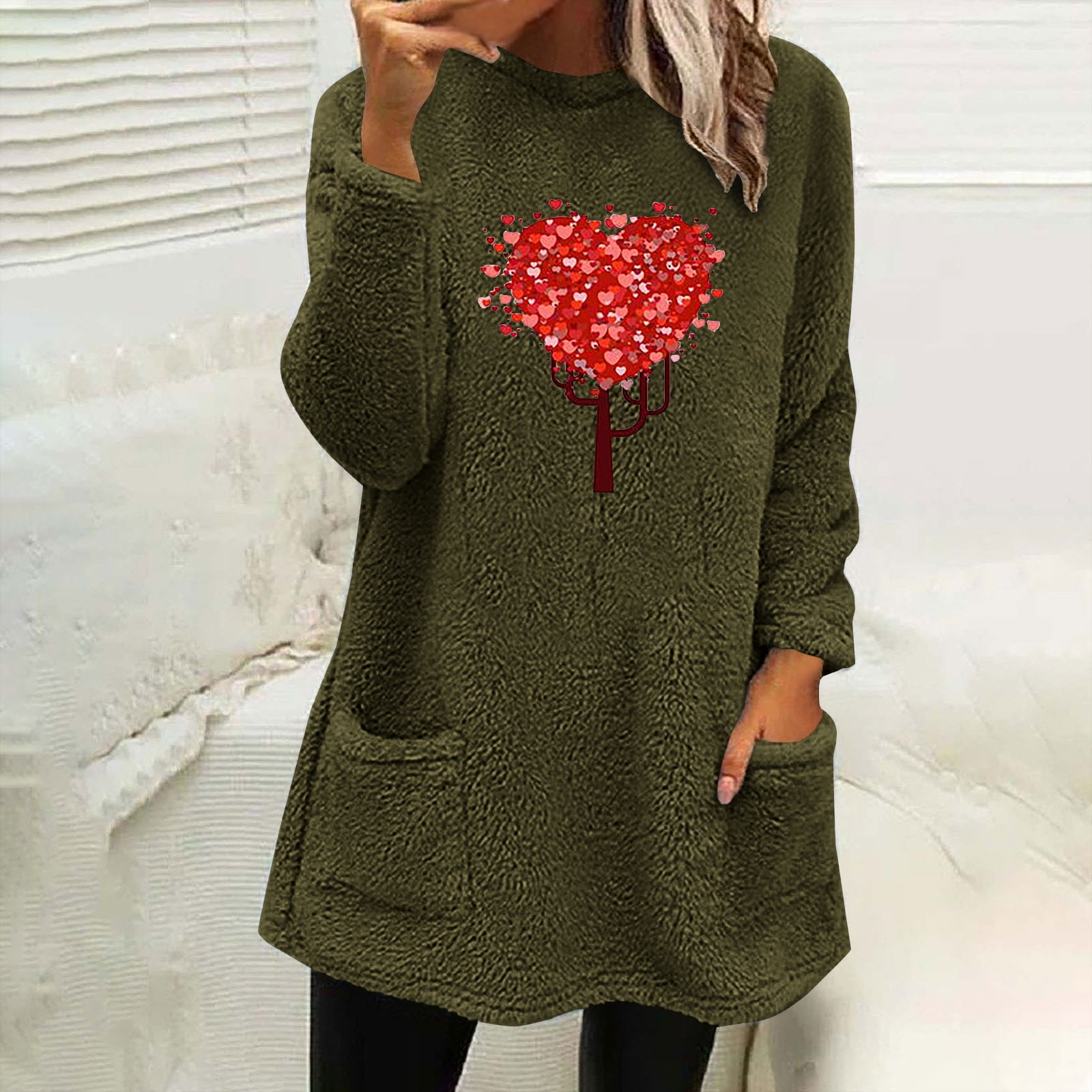 CALAFEBILA Blouse for Women Valentines Womens Shirt,Girl Fashion Casual Long Sleeve Crew Neck ...