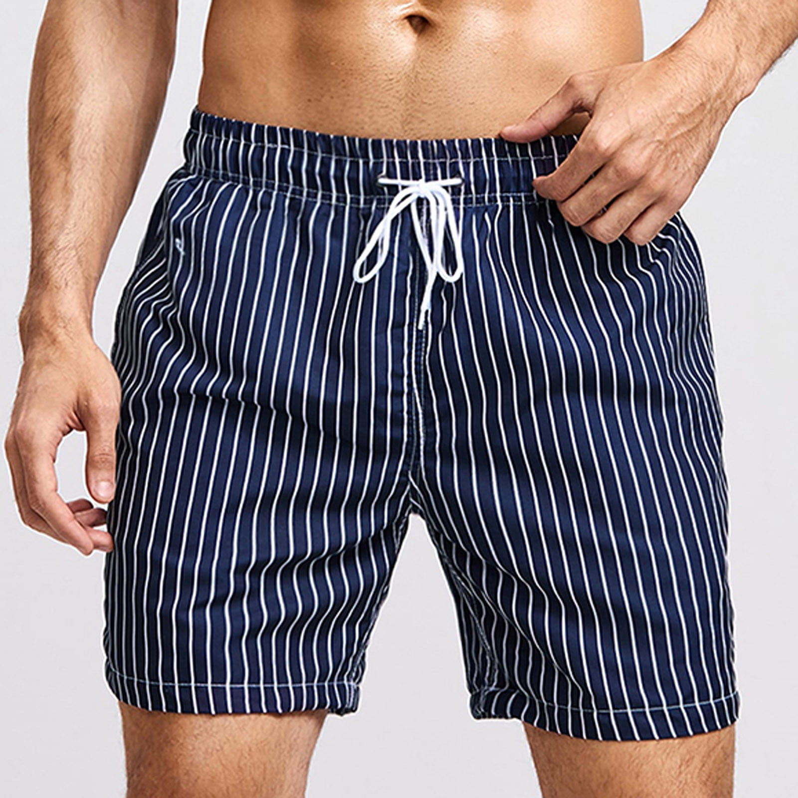 CALAFEBILA Boardshorts Mens Summer Striped Print Beach Vacation Loose ...