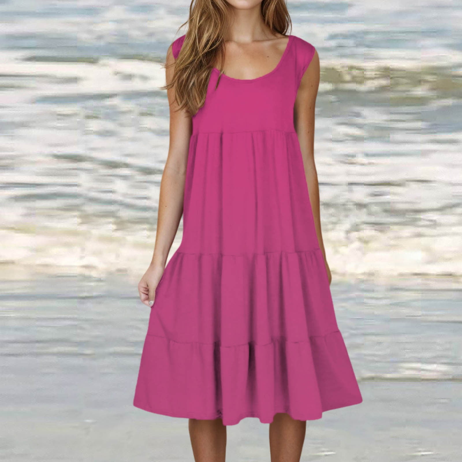 CALAFEBILA Dresses for Women 2025 Sleeveless Solid Color Sundresses for ...