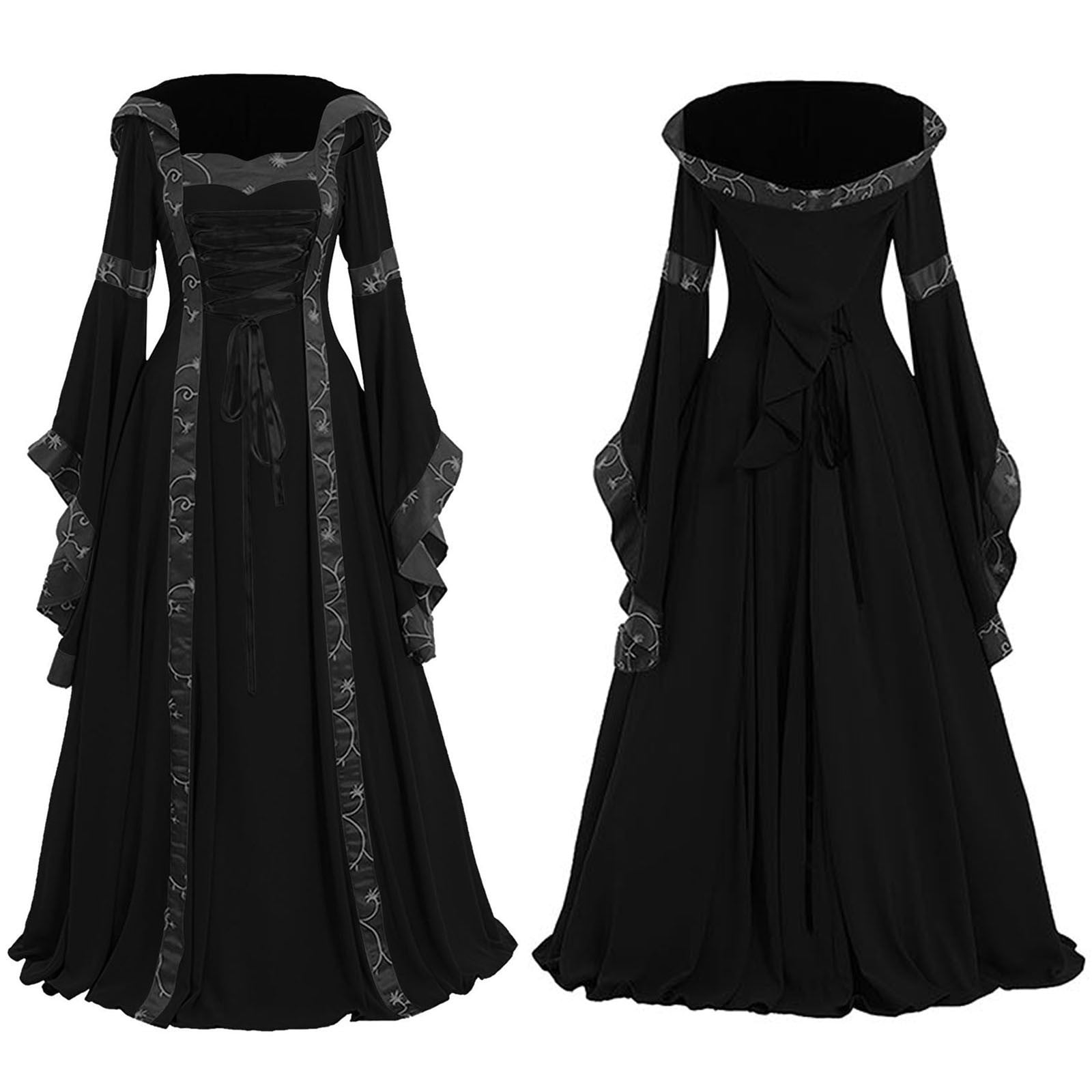 CALAFEBILA Plus Size Renaissance Dress Women Fairy Dress Long Sleeve ...