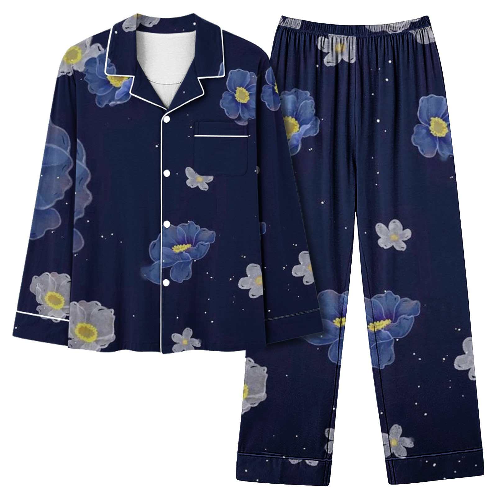 CALAFEBILA Silk Pj Set Women Button Down Pajamas for Women Pajamas ...