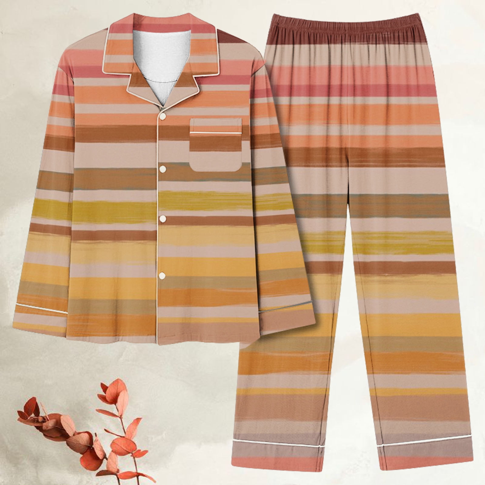Calafebila Silk Pj Set Women Button Down Pjs For Women Nightwear Notch