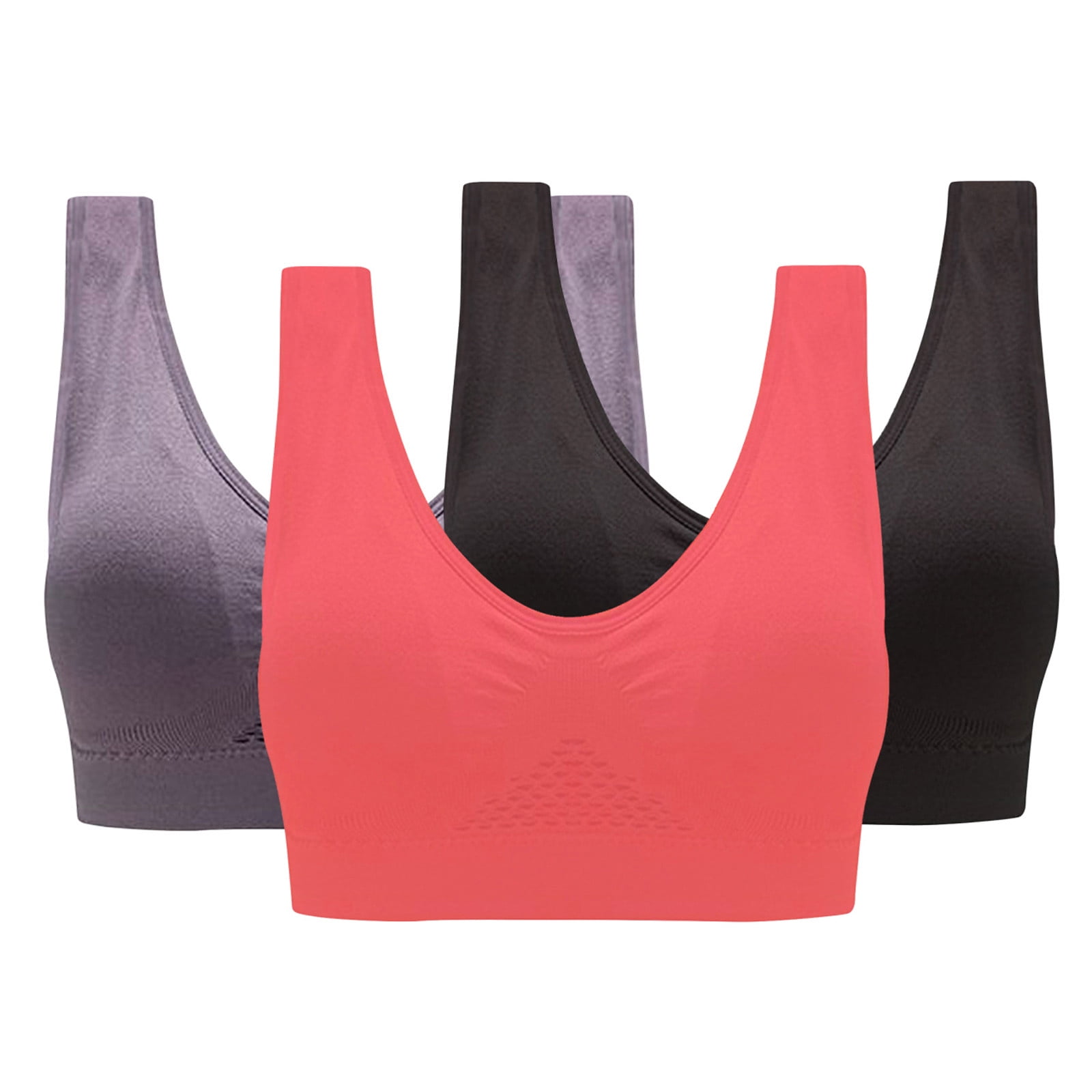 CALAFEBILA Sports Bras for Women 3 Pack High Impact Wireless Yoga Push ...