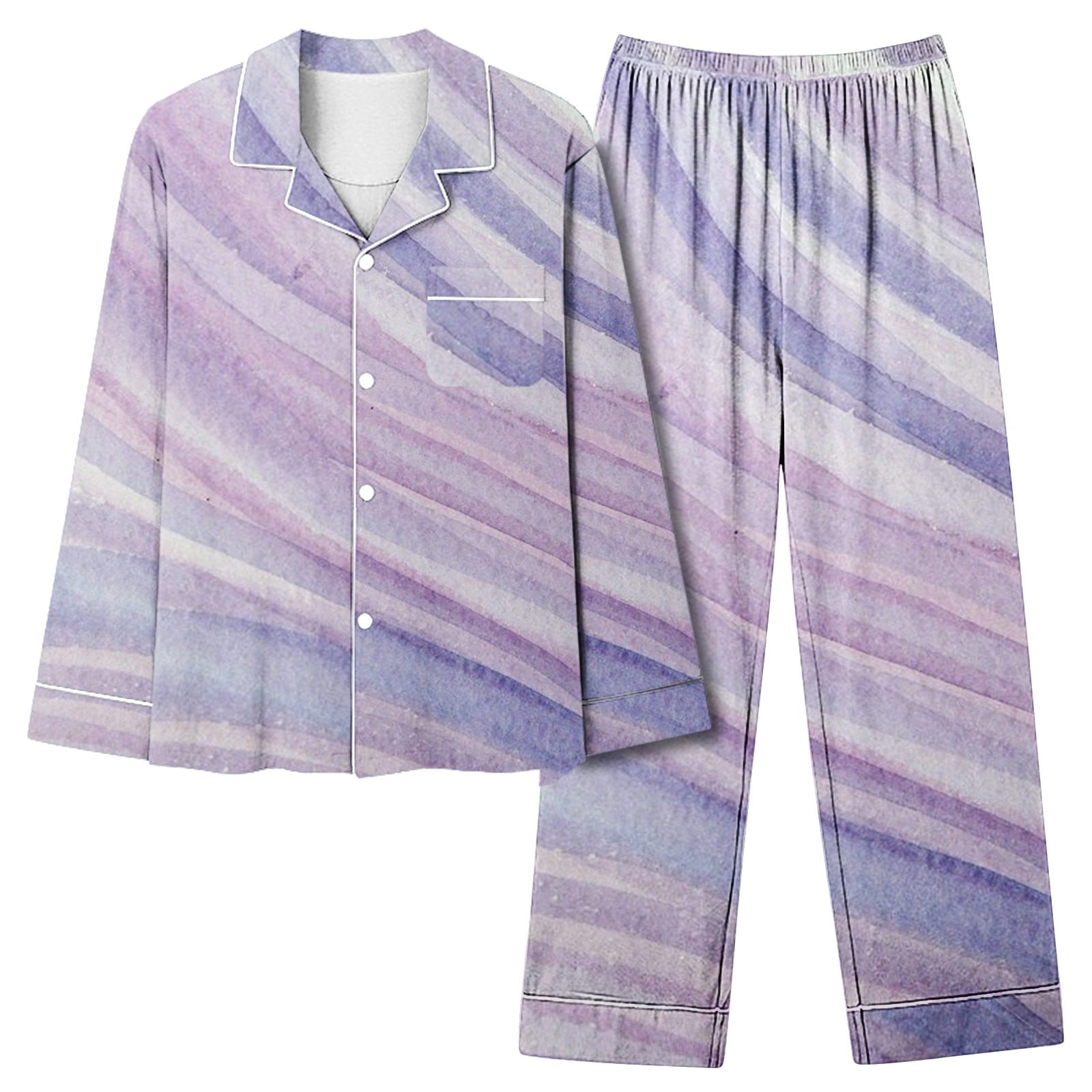 CALAFEBILA Woman Pj Set Button Down Pajamas for Women Sleepwear Notch ...
