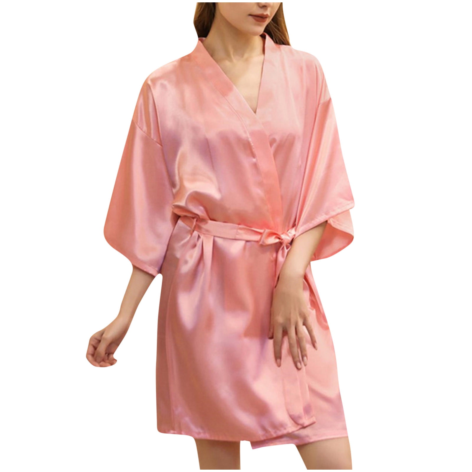 Calafebila Women Set Women Sexy Lingerie Wrap Pajama Satin Silk With