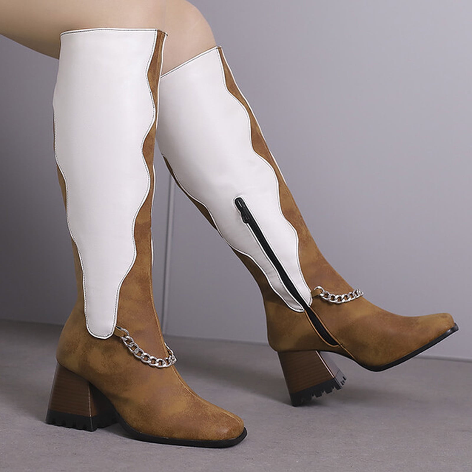 CALAFEBILA Women Shoes Brown Oversized Fall/Winter Velvet Lining Color ...