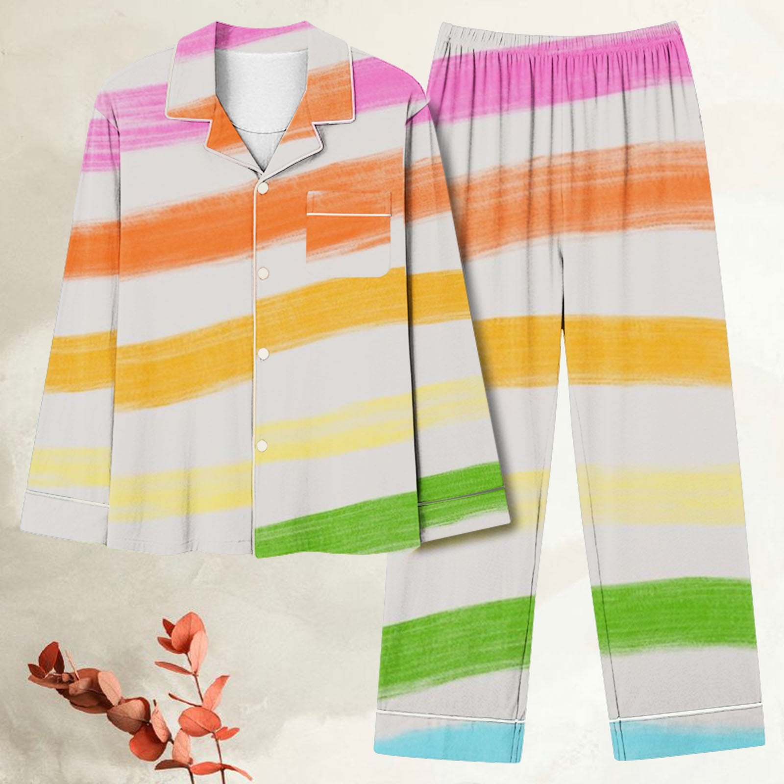 Calafebila Womens Sleepwear Button Down Pjs For Women Nightwear Notch