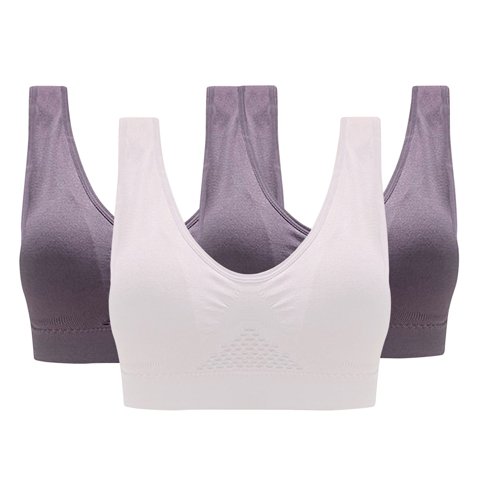 CALAFEBILA Womens Bras Pack of 3 Sports Bra Wireless Push up Running ...