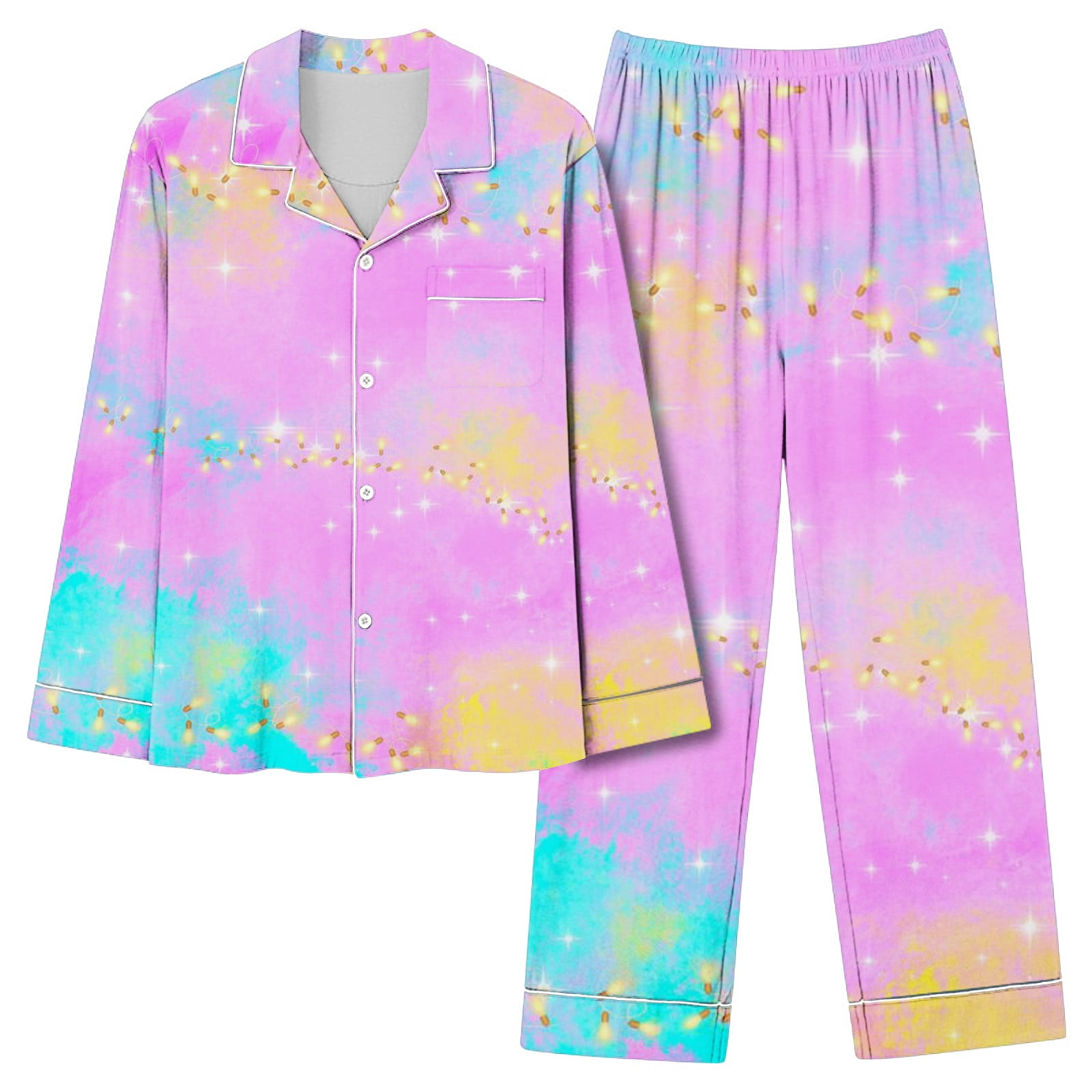 Calafebila Womens Pajama Set Button Down Pjs For Women Nightshirts