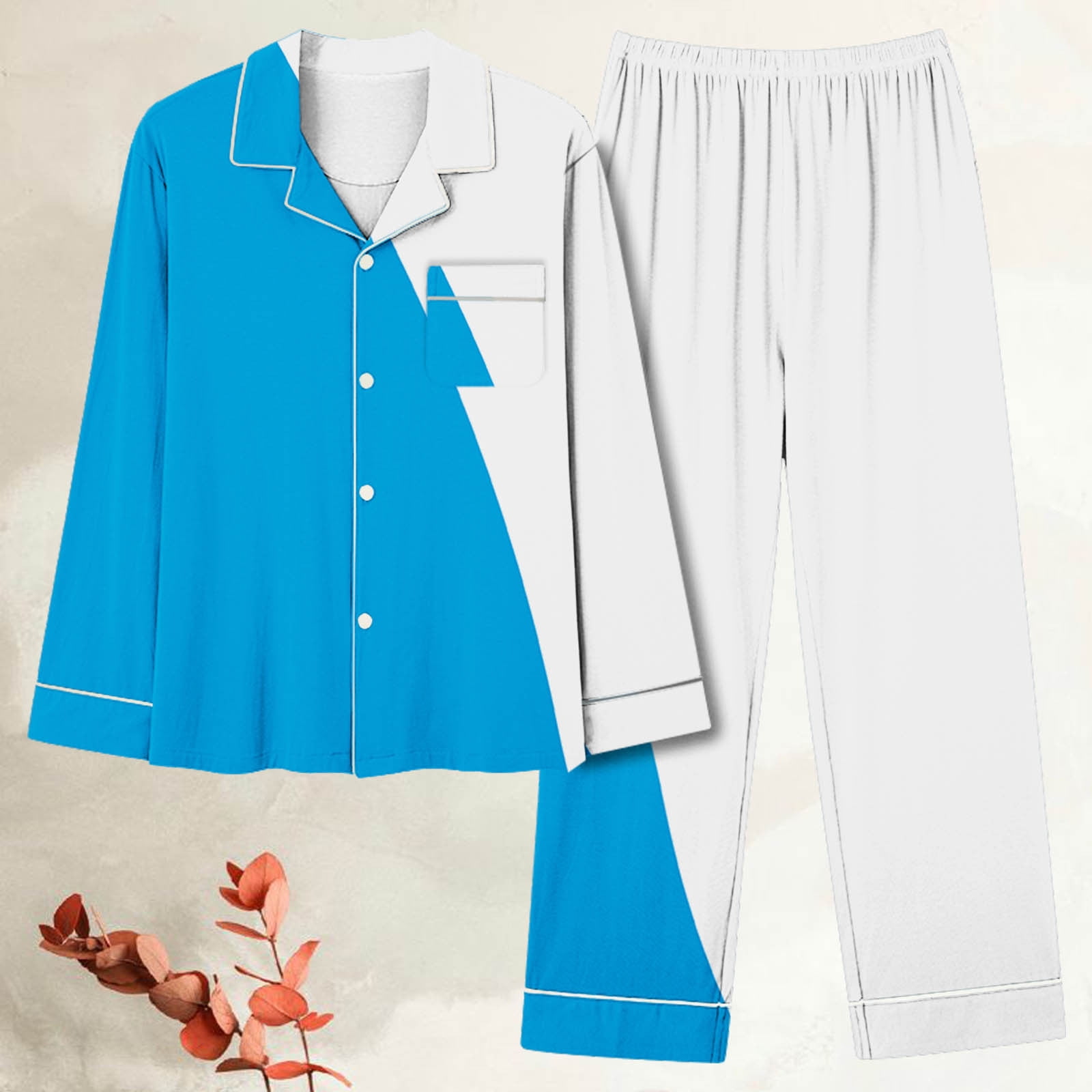 Calafebila Womens Silk Pajama Sets Womens Button Down Pajama Sets