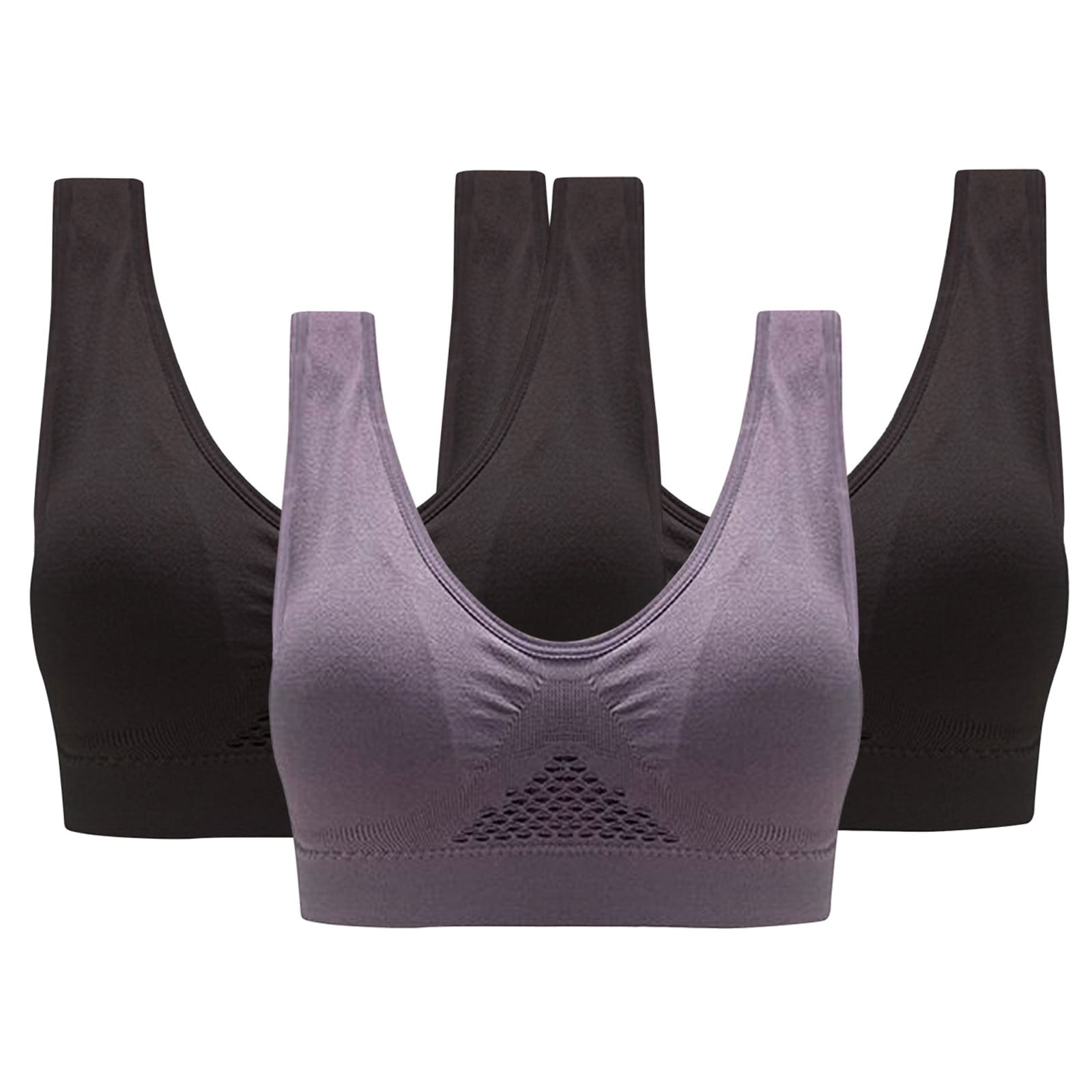CALAFEBILA Womens Sports Bra 3 Pack Wireless Running High Impact Yoga ...
