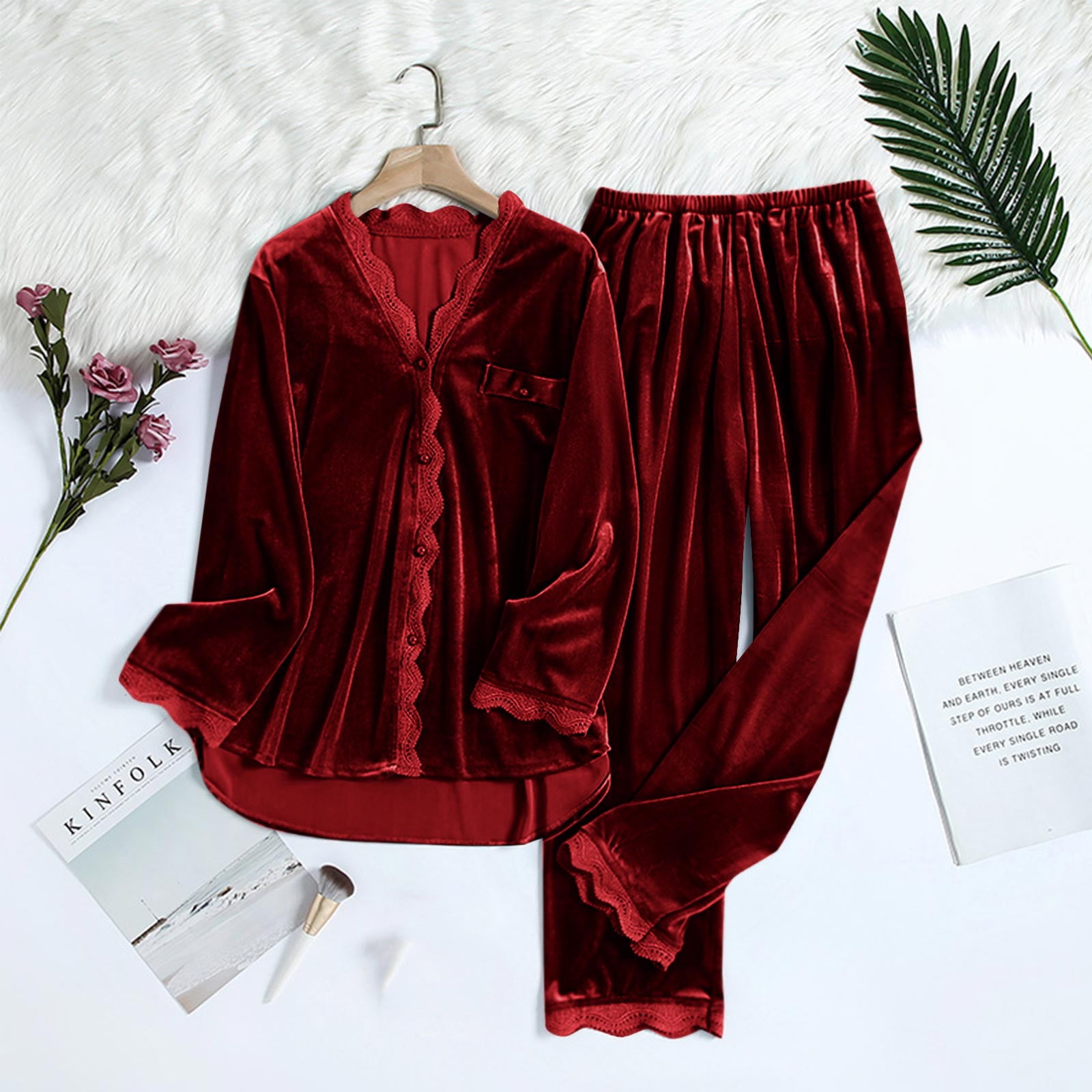 Calafebila Womens Two Piece Pajamas Set Womens Button Down Pajama Sets