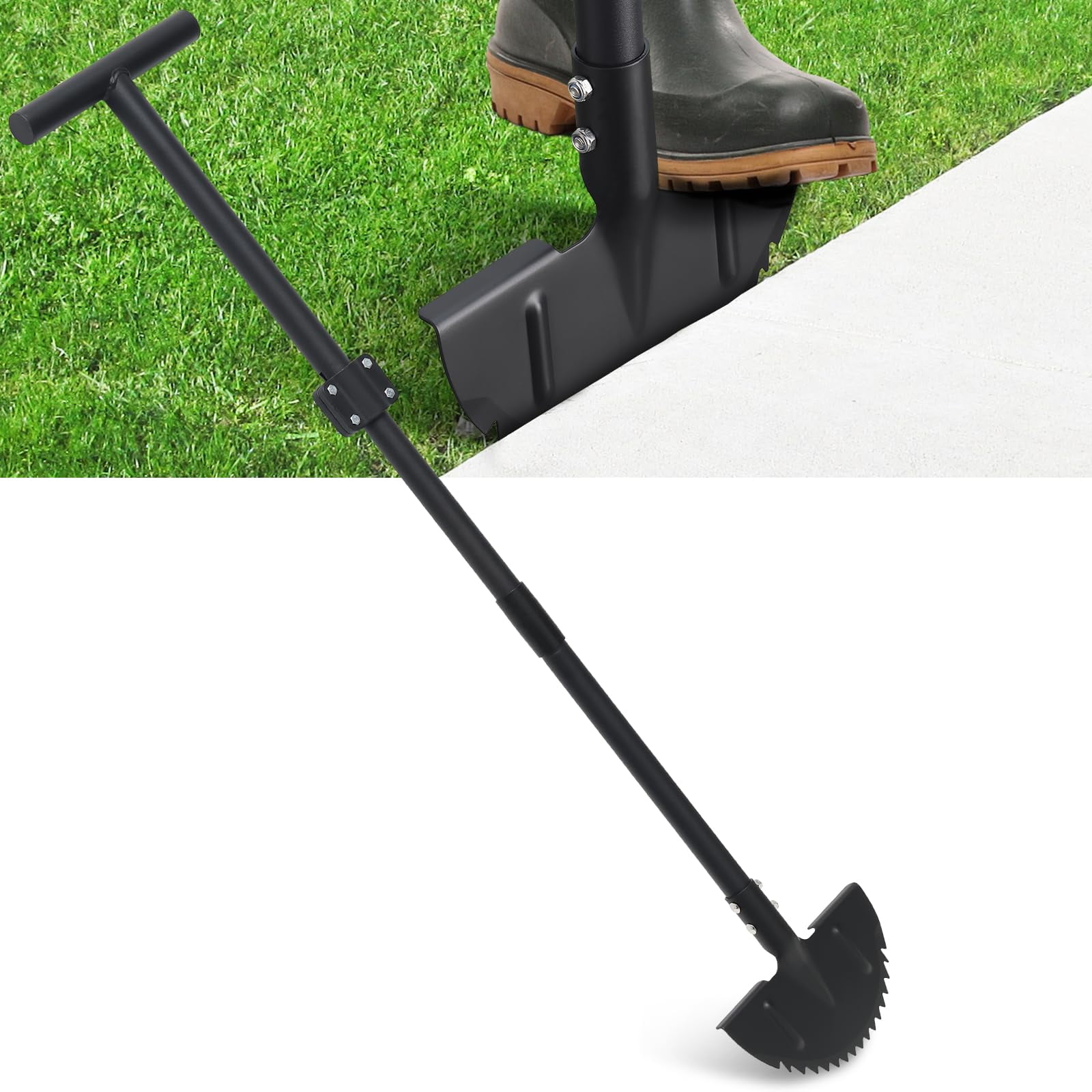 CALCHELE Saw-Tooth Edger Lawn Tool, 48 Inch Half Moon Lawn Edger with T ...