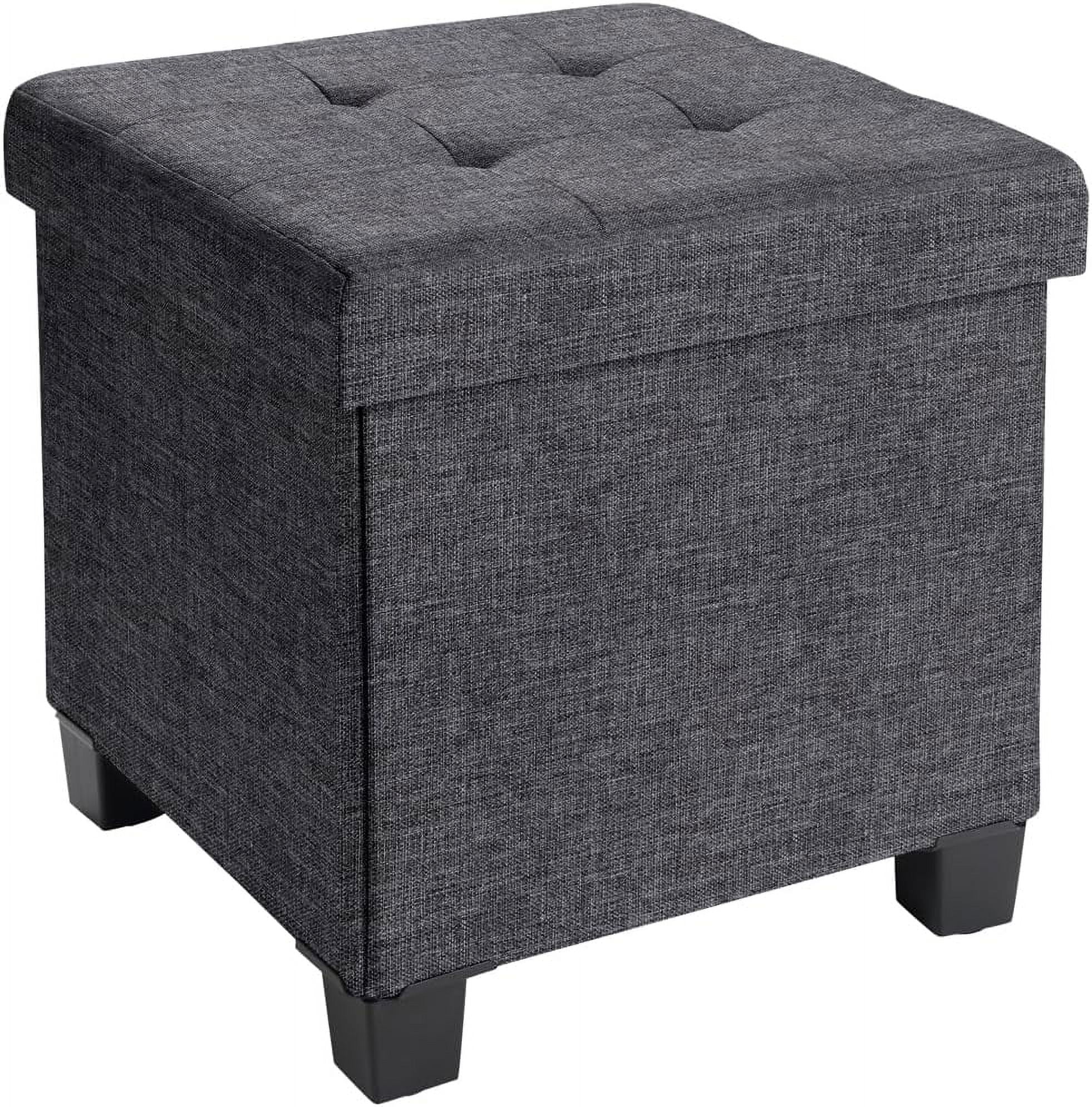 CALEMI 15 Inch Folding Storage Ottoman with Storage, Square Cube Linen ...