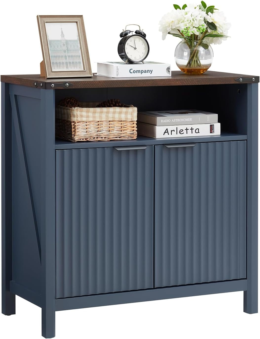 CALEMI 32 Inch Fluted Sideboard Cabinet with Open Shelf & Adjustable ...