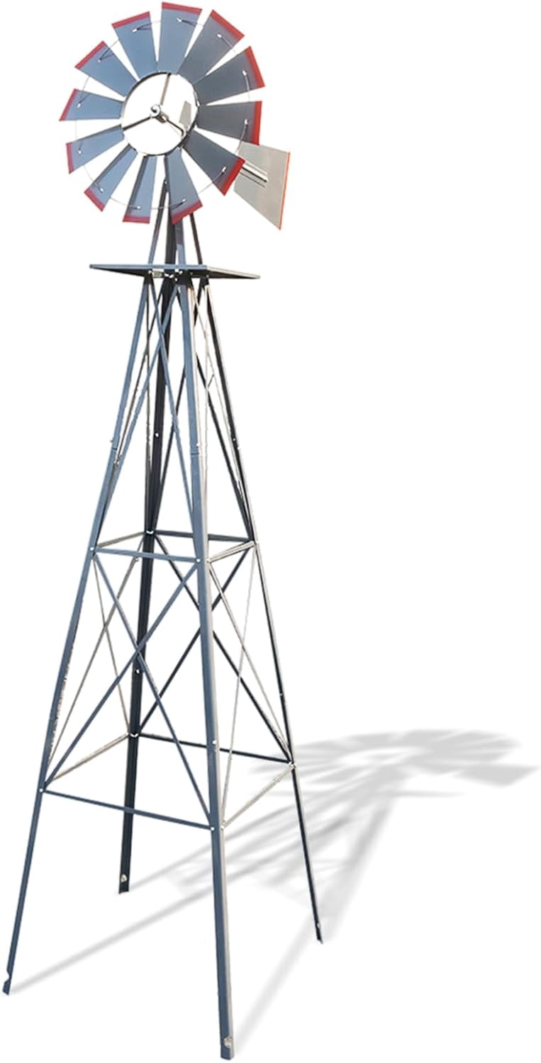 CALEMI 8FT Ornamental Windmill, Heavy Duty Durable Metal Weather Vane ...