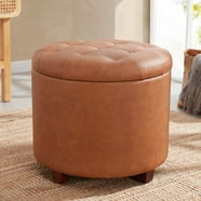 Casafield 17" Round Storage Ottoman with Lid - Espresso, Handwoven ...