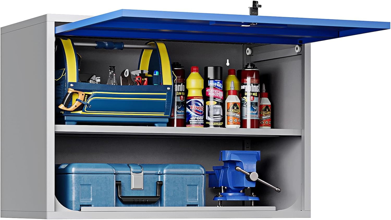 CALEMI Metal Wall Storage Cabinet Adjustable Shelf Steel Garage Wall ...