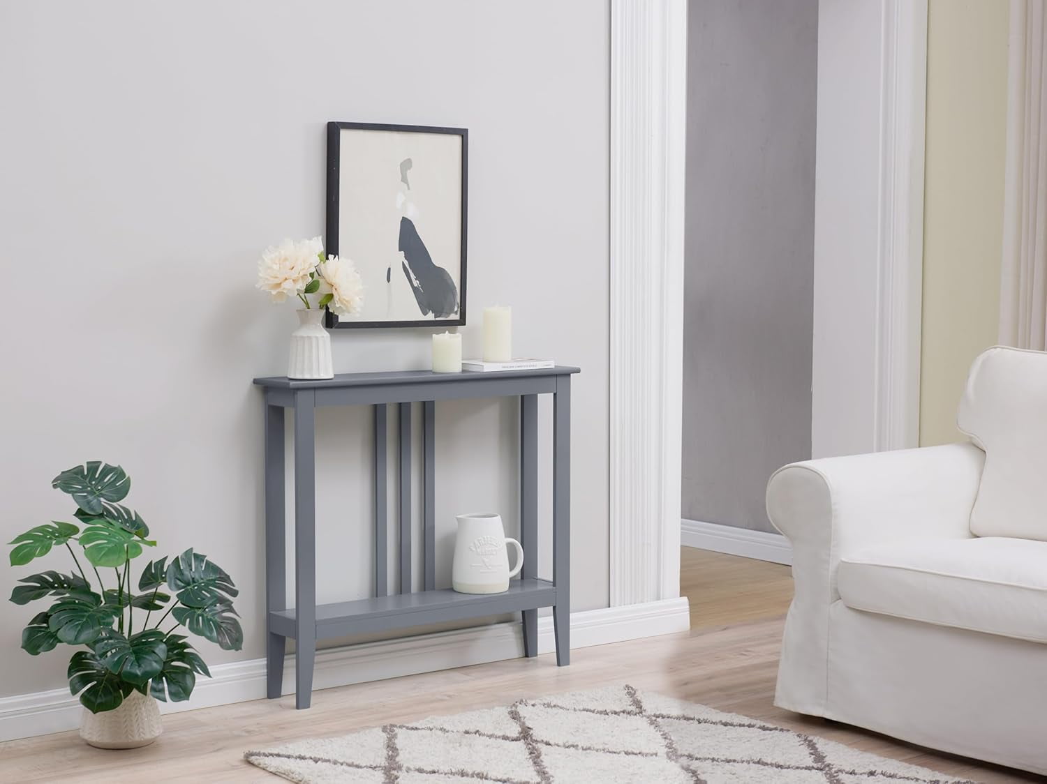 CALEMI Narrow Entryway Console Table with Storage - Hallway Decor ...