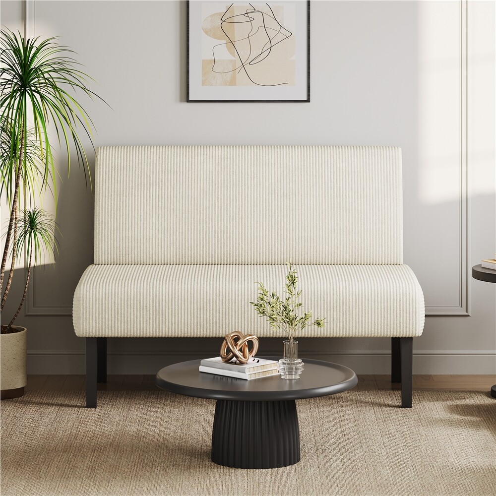 CALEMI Small Comfy Sofa Mini Loveseat Sofa Couch 2-Seater Armless Sofa ...