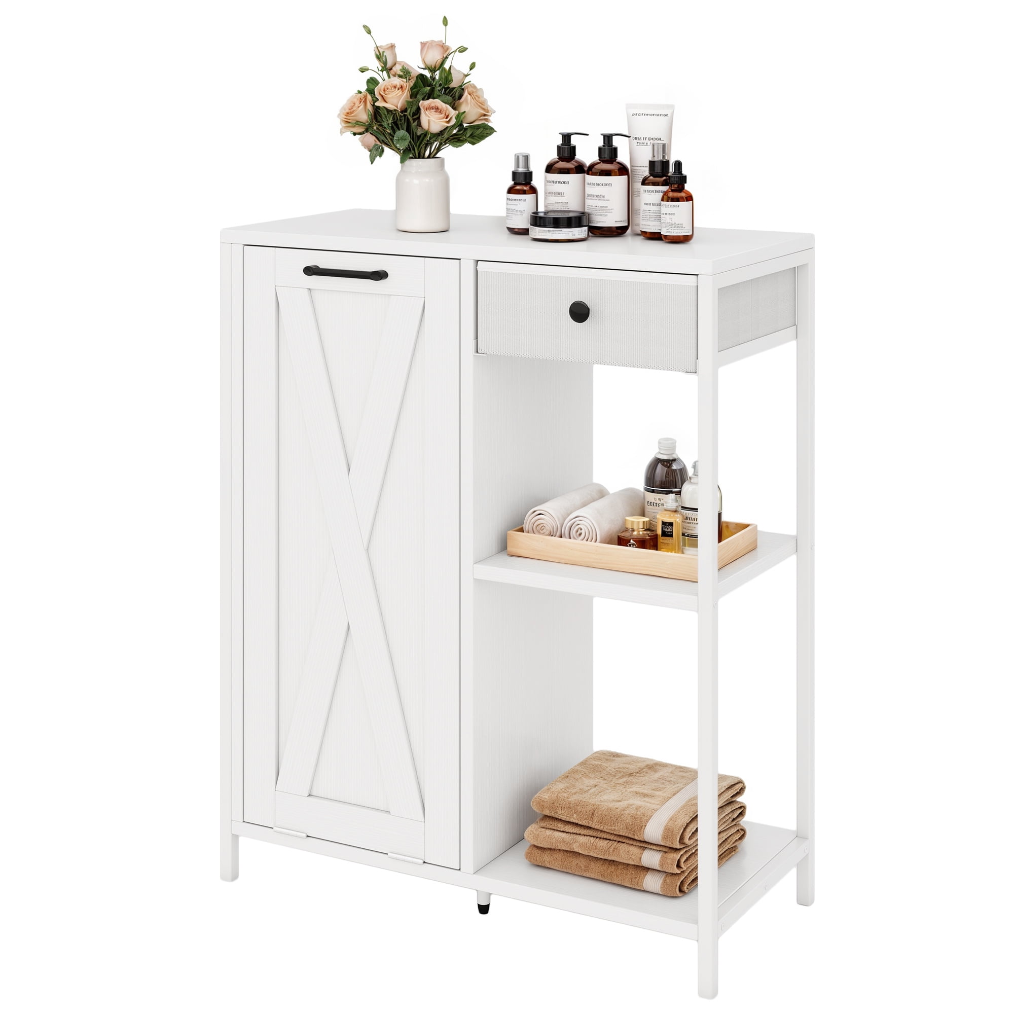 CALEMI Tilt Out Laundry Hamper, Laundry Room Cabinets with Shelves ...