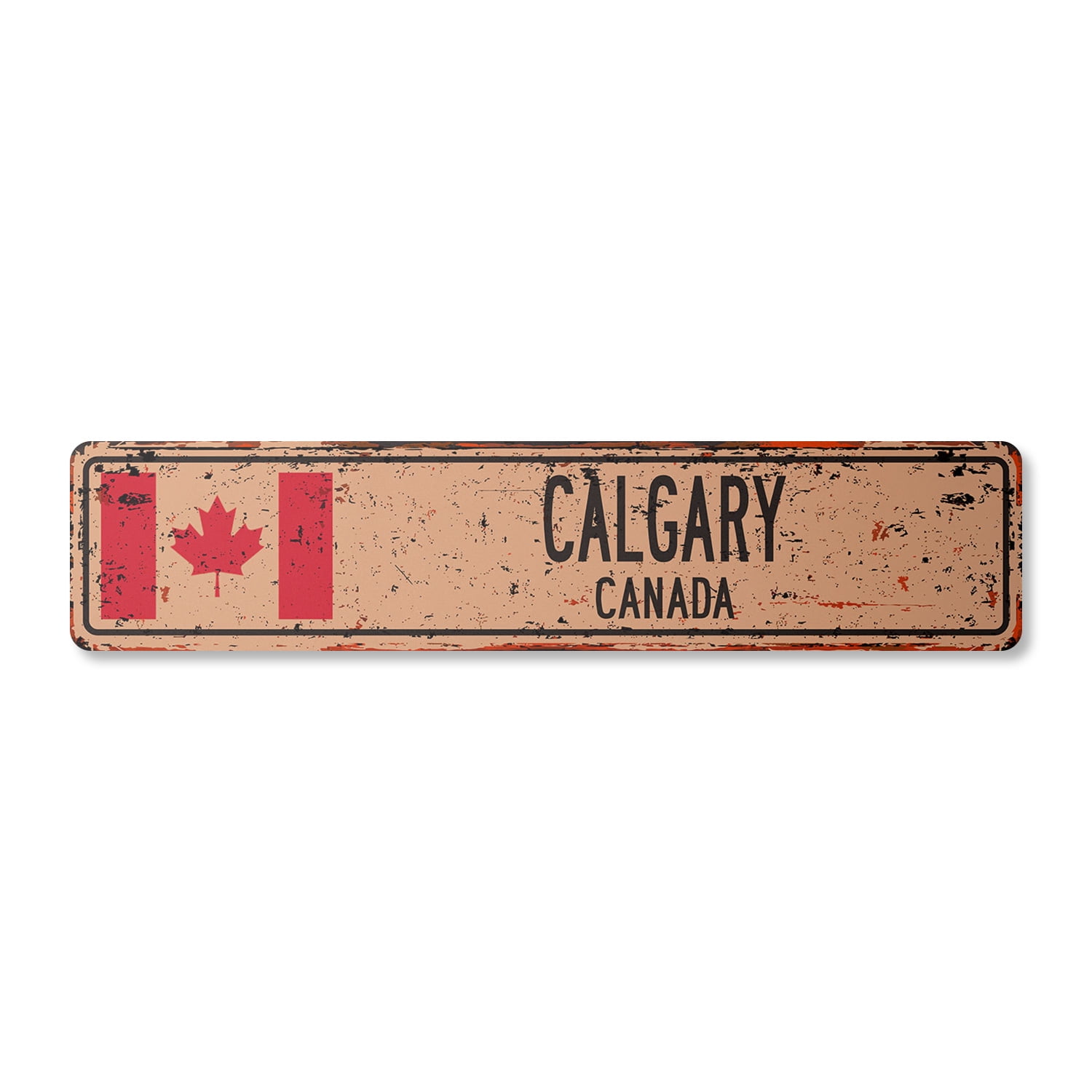 CALGARY CANADA Vintage Plastic Street Sign Canadian flag city country ...