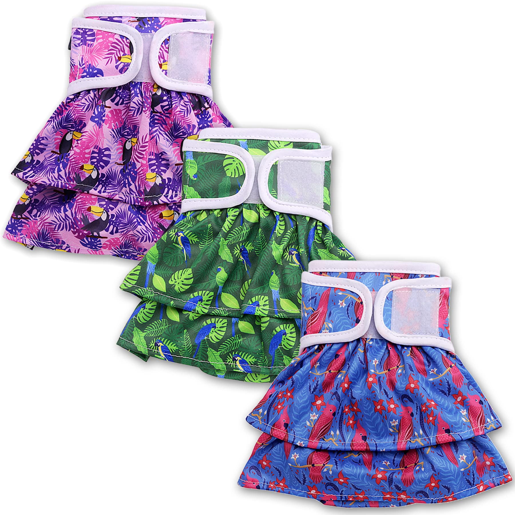 CALHNNA Washable Dog Diapers Female - 3 Pack with Skirt Doggie Diapers ...