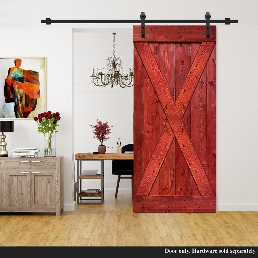 CALHOME X Series Stained Solid Knotty Pine Wood Interior Sliding Barn ...